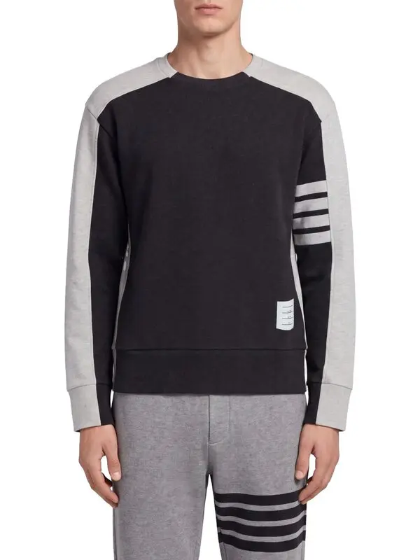 Thom Browne 4-bar Striped Cotton Sweatshirt - Grey