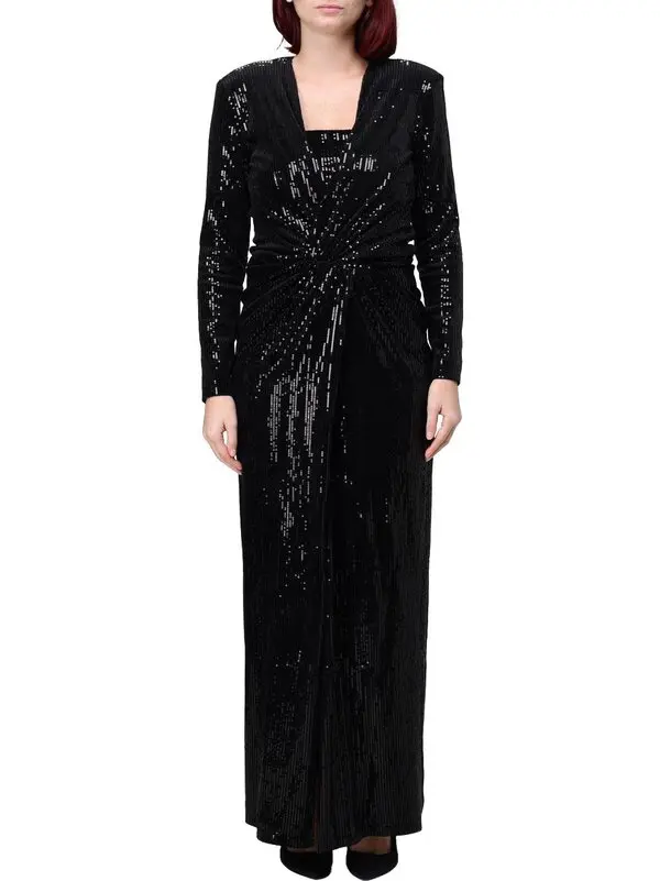 SIMONA CORSELLINI V-neck Sequin-embellished Sheath Mini Dress - Black