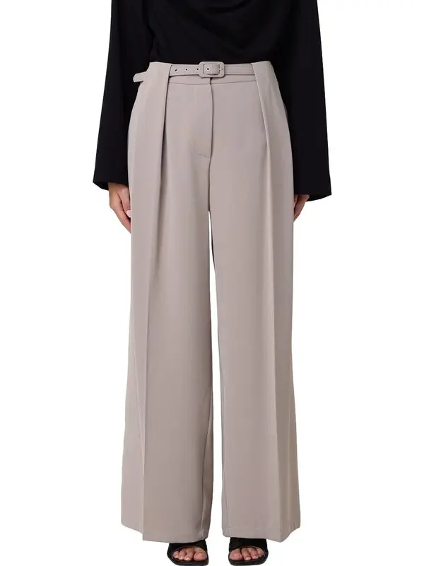 SIMONA CORSELLINI Crêpe Palazzo Trousers With Belt And Pleats - Beige