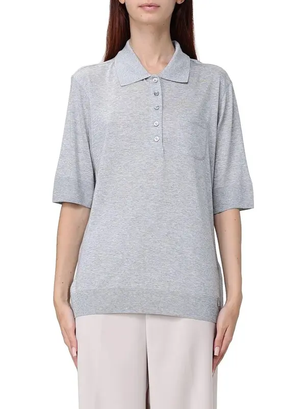 Herno Cotton-blend Knit Polo Shirt With Dropped Shoulders - Pearl