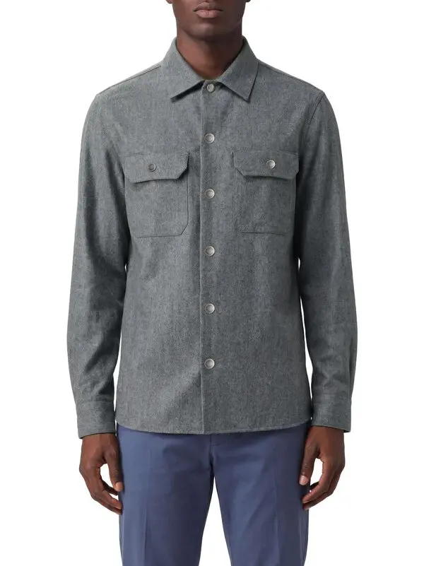 Brunello Cucinelli Wool Shirt Jacket With Patch Pockets And Button Closure - Green