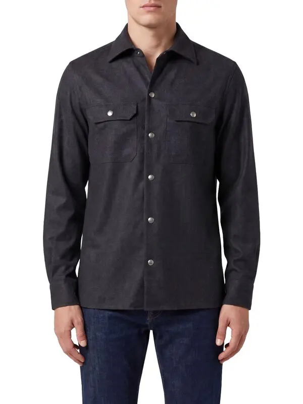 Brunello Cucinelli Wool Shirt Jacket With Patch Pockets And Button Closure - Grey 1