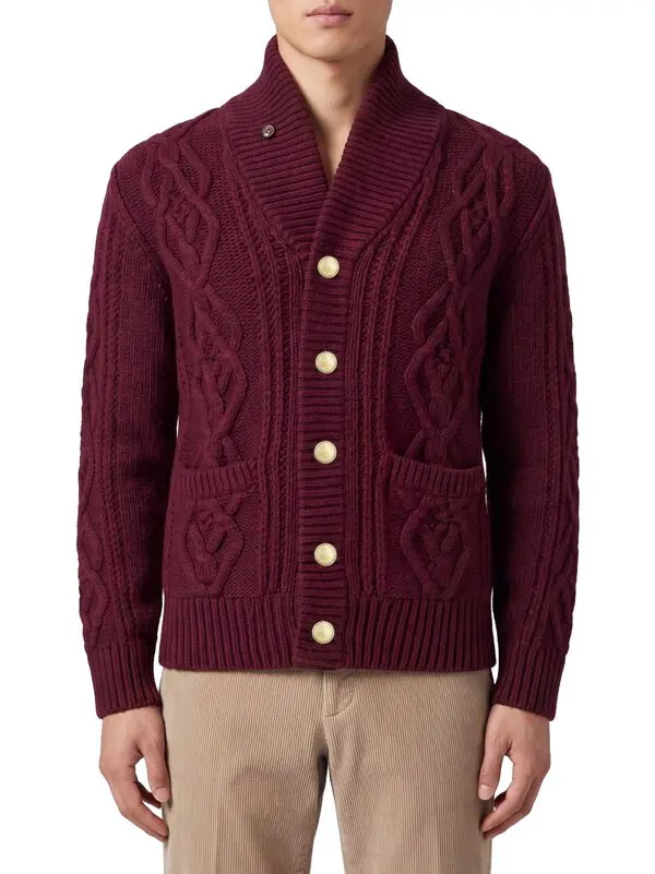 Brunello Cucinelli Pure Cashmere Shawl Collar Cardigan - Violet