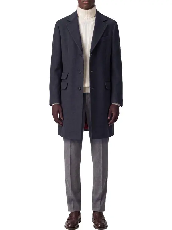 Brunello Cucinelli Single-breasted Pure Cashmere Coat With Notch Lapels - Black