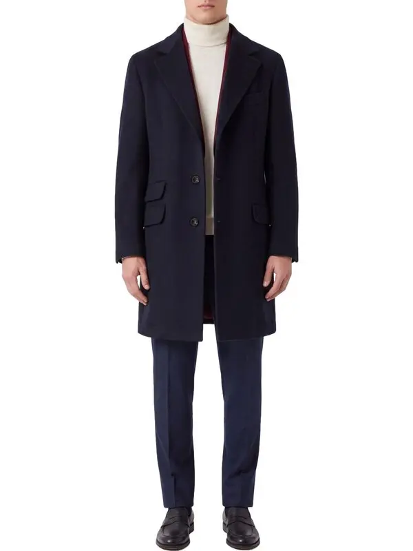 Brunello Cucinelli Single-breasted Pure Cashmere Coat With Notch Lapels - Blue