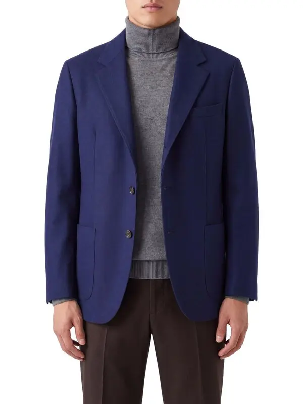 Brunello Cucinelli Single-breasted Pure Cashmere Blazer With Patch Pockets - Cobalt