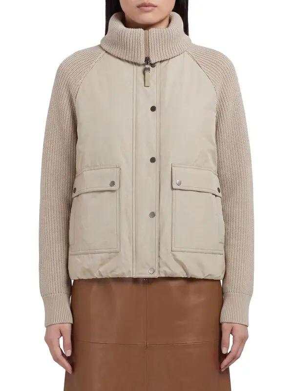 Brunello Cucinelli Padded Wool-knit Cardigan With Patch Pockets - Beige