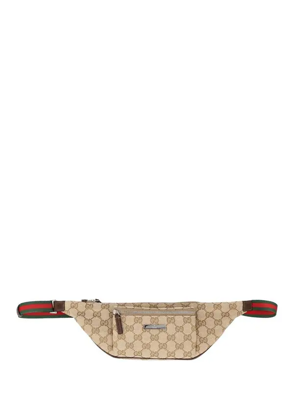Gucci Mini Gg Canvas Belt Bag With Adjustable Waist Strap, Zip Closure And Card Slot - Beige