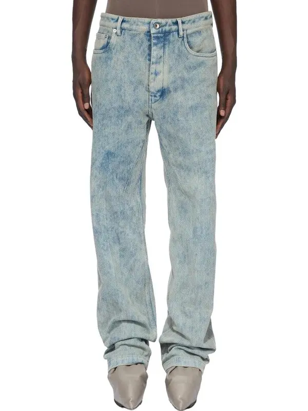 Rick Owens Geth 5-pocket Button-closure Jeans In 100% Cotton - Blu