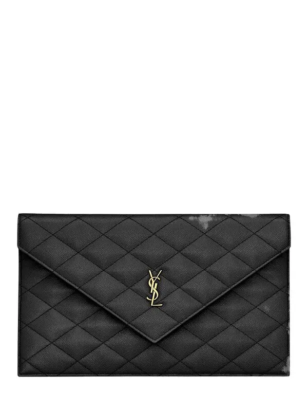 Saint Laurent Mini Leather Bag Lining With Bronze-tone Hardware And Snap-button Closure - Nero