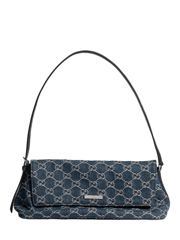 Gucci Washed Gg Denim Shoulder Bag - Blu