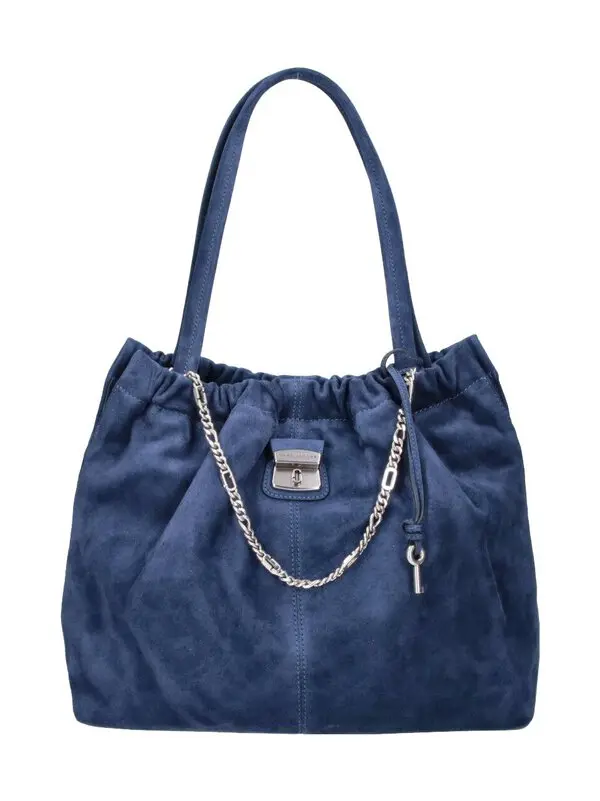Marc Jacobs Suede Shoulder Bag With Chain Detail - Blue