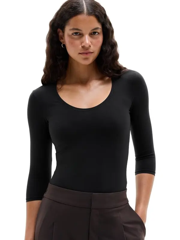 Athleta Bodymove Scoop Midi Sleeve Tee - Black
