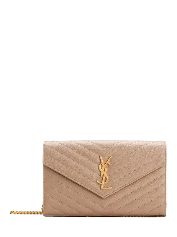 Saint Laurent Cassandre Wallet On Chain - Black