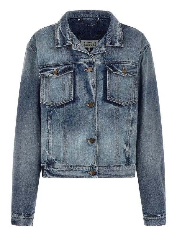MAISON MARGIELA Folded Collar Denim Jacket - Blue