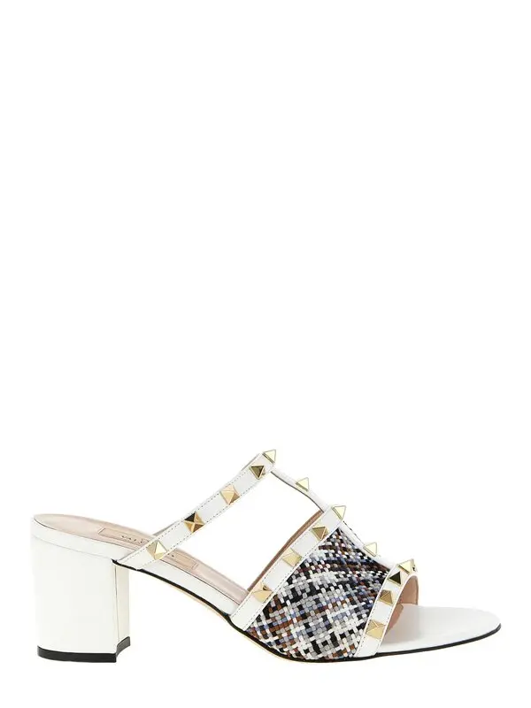 Valentino Garavani Rockstud Calf Leather Slides - White