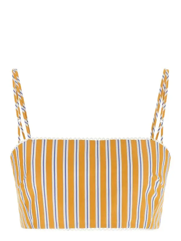 Andamane Carrie Striped Cotton Crop Top - Yellow