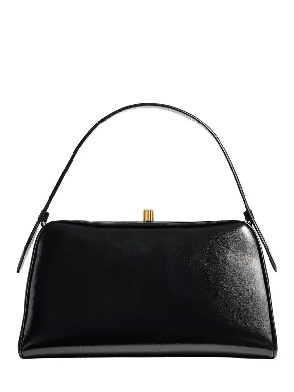 Khaite Cate Bag In Crackle Patent Leather - Black
