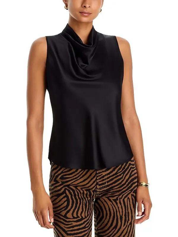 Veronica Beard Silk Blend Cowl Neck Top - Black