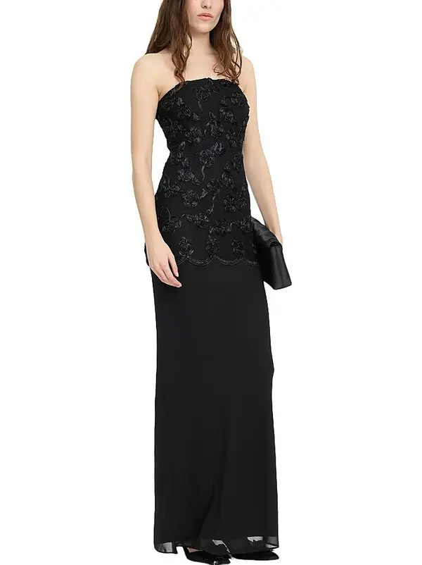 ROTATE BY BIRGER CHRISTENSEN Flower Mesh Maxi Dress - Black