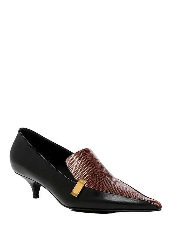 Proenza Schouler Slash Leather Loafer Pumps - Black/cuoio Combo