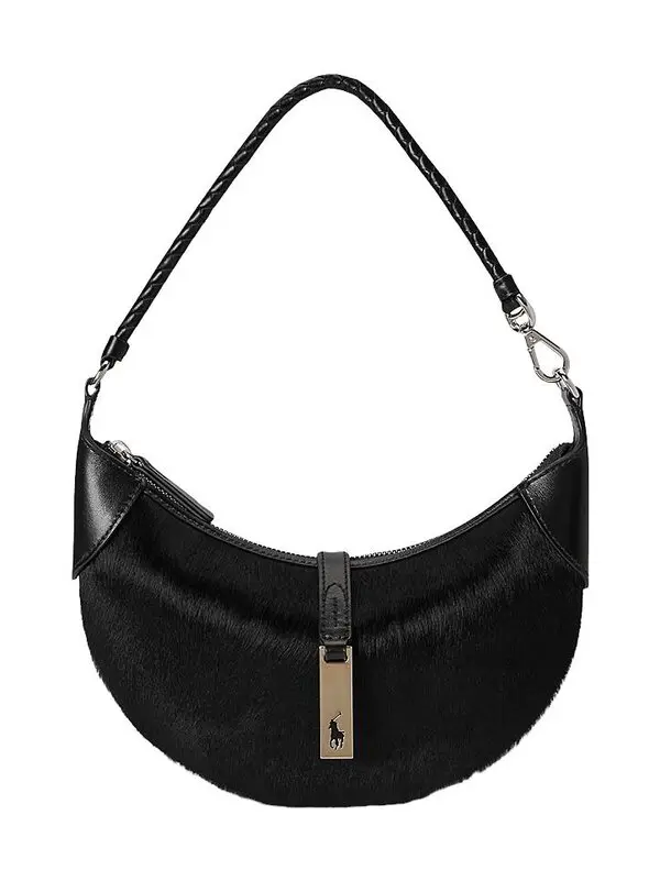 Polo Ralph Lauren Polo Id Mini Calf Hair Shoulder Bag - Black