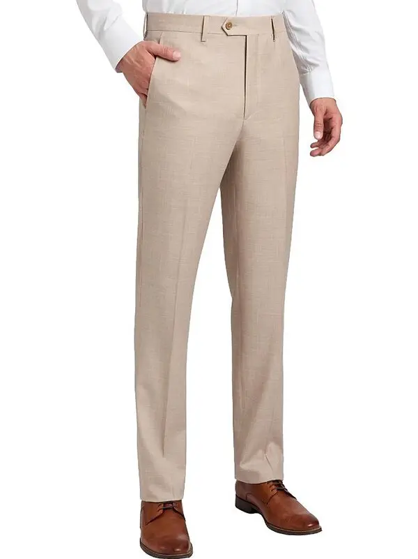 Santorelli Roma2 Super 130's Bi-stretch Wool Trousers - Tan