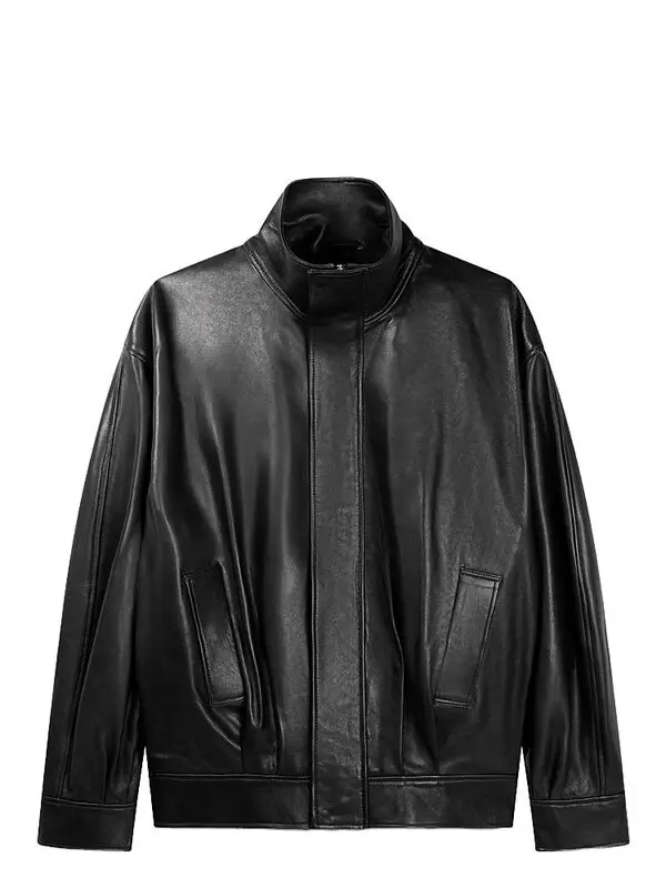 ARMA Paulo Stand Collar Leather Jacket - Black