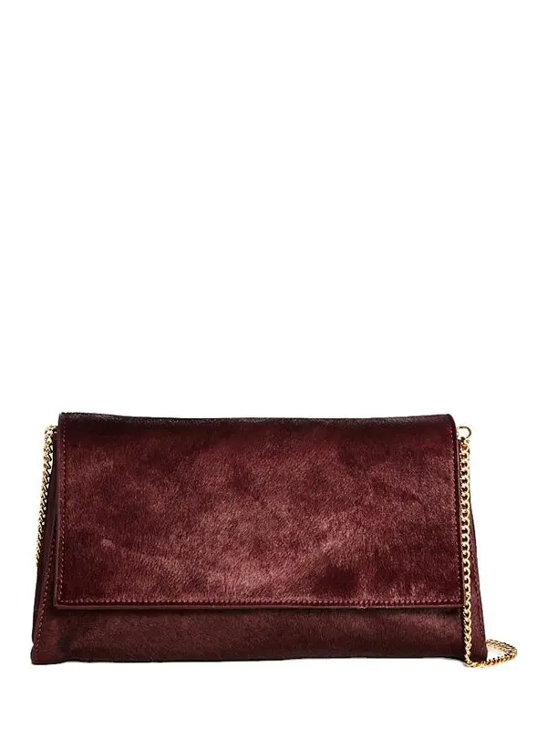 Aqua Calf Hair Clutch - Wine