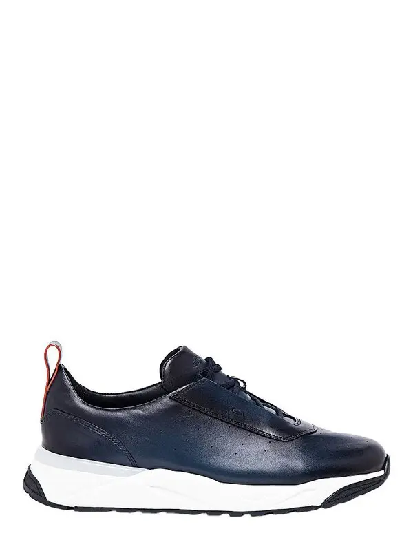 Santoni Leather Low Top Sneakers - Blue