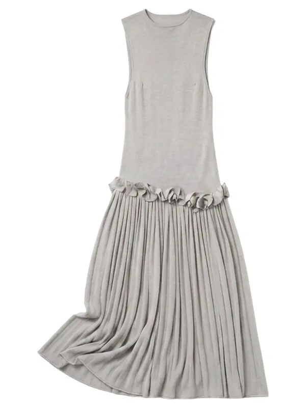 STUDIO CONSTANCE Maxi Ruffle Cotton-blend Dress - Light Grey