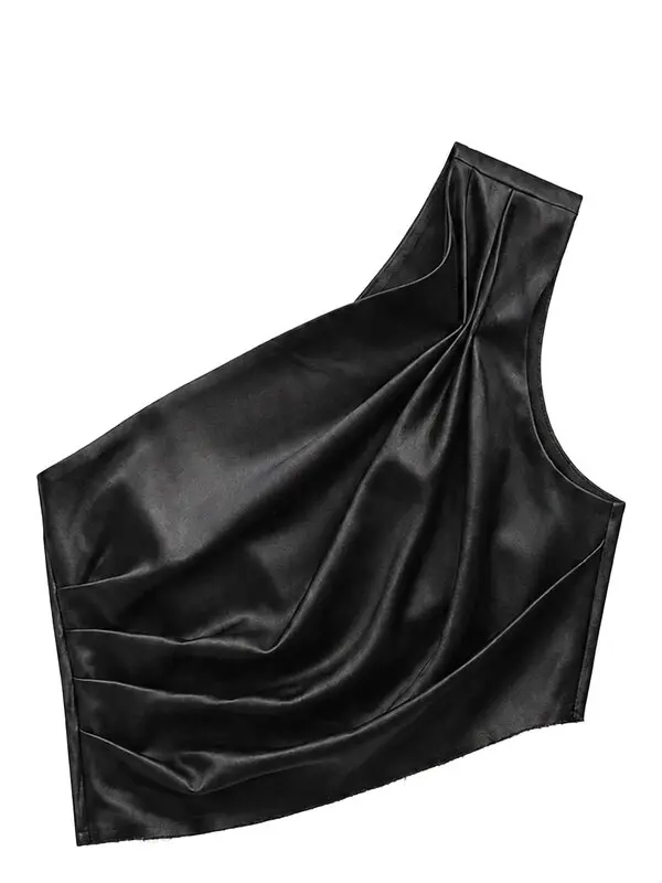 STUDIO CONSTANCE One-shoulder Leather Top - Black