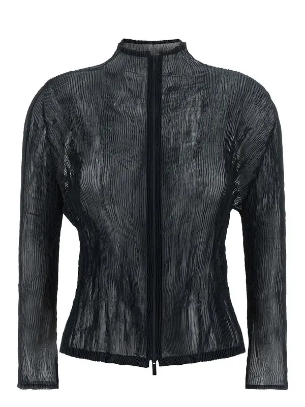 Issey Miyake Chiffon Twist 1' Cardigan - Black