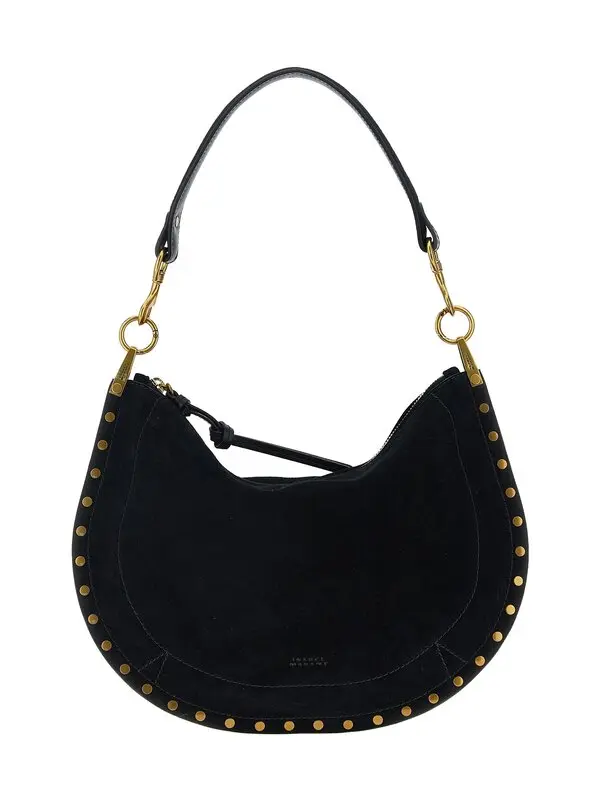 Isabel Marant Étoile Oskan Soft Zip Suede Handbag With Stud Appliqu - Black