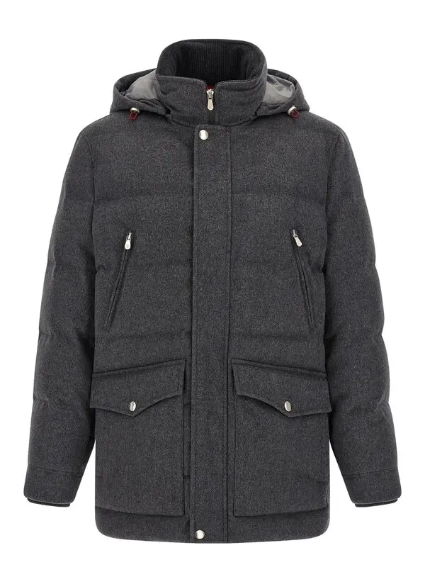 Brunello Cucinelli Membrane Wool Flannel Parka - Gray