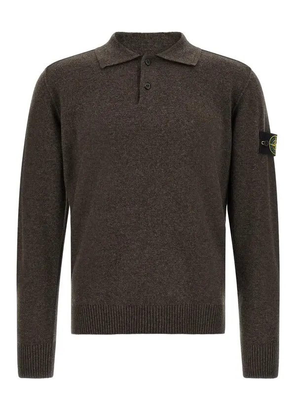 Stone Island Badge Polo Shirt - Brown