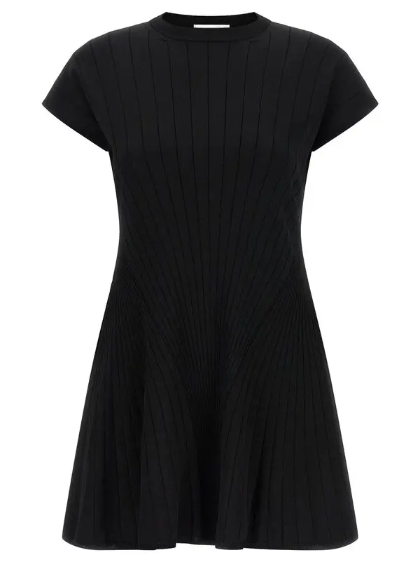 Sportmax Spxere Radial Effect Stretch Viscose Blend Knit Dress - Black