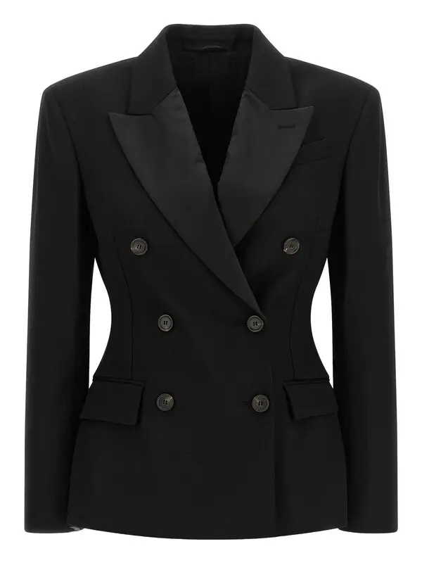 Brunello Cucinelli Double-breasted Virgin Wool Blazer - Black