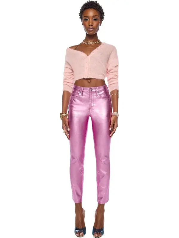 MOTHER The Mid Rise Dazzler Flood Hoop Earrings Jeans - Pink
