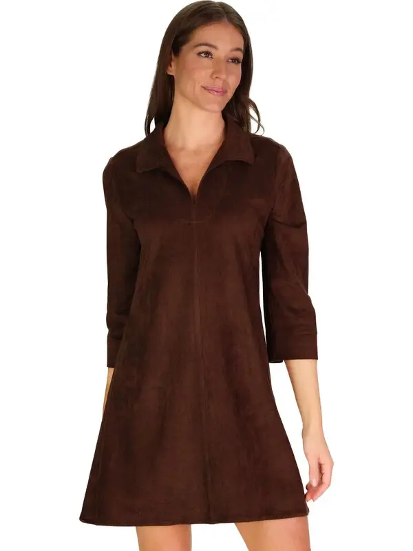 DUFFIELD LANE Suede Victoria Dress - Chicory