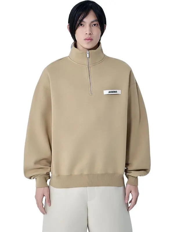 Jacquemus Le Camionneur Gros Grain Zip Sweatshirt - Cream