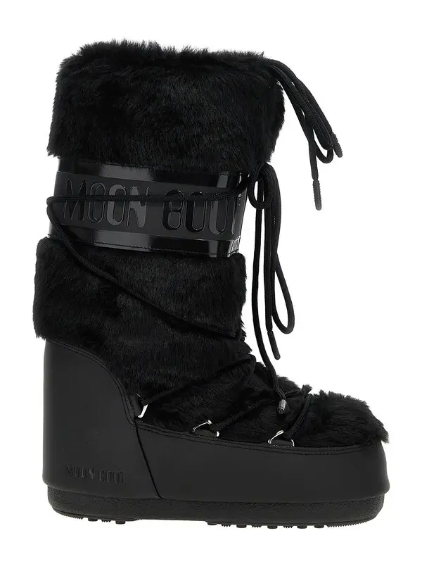 Moon Boot Icon Faux Fur' Boots - Black