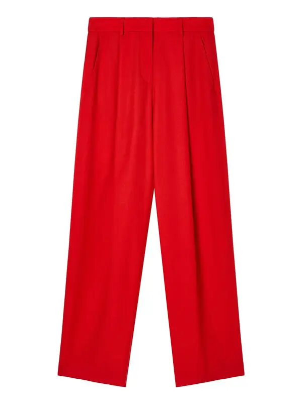 Giorgio Armani Fluid Wool Single-pleat Trousers - Red