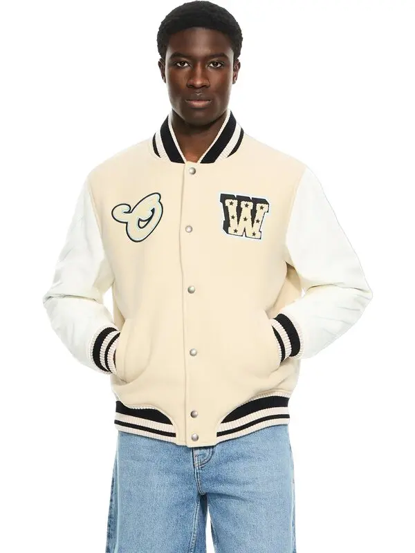 Off-White Star Logo Varsity Jacket - Cream