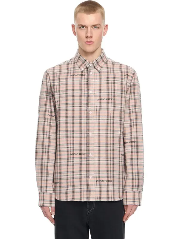 Off-White Marker Check Flannel Shirt - Brown