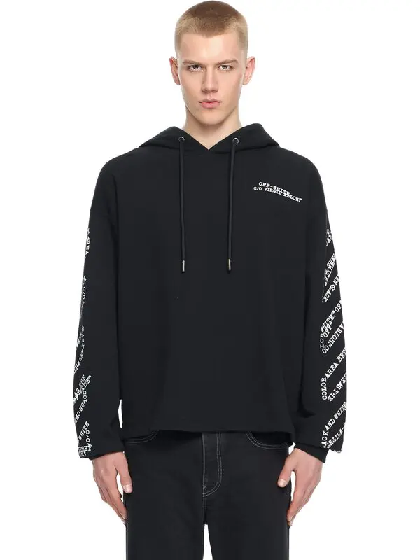 Off-White Type Arrow Diagonal Loose Hoodie - Black