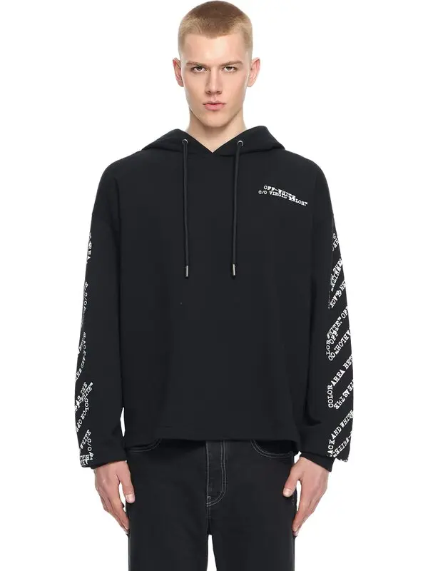 Off-White Type Arrow Diagonal Loose Hoodie - Black