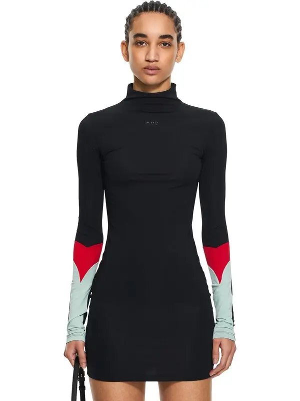 Off-White Lycra Collar Insert Mini Dress - Black