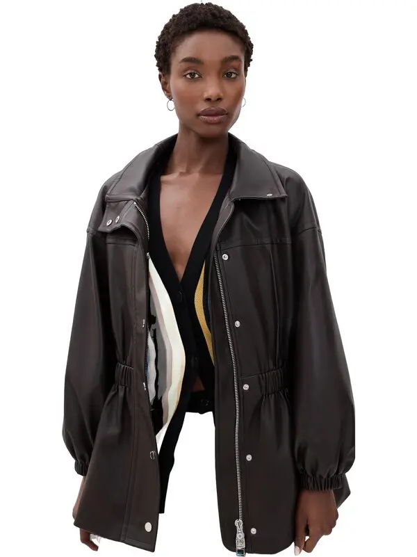 SIMONMILLER Yara Faux Leather Jacket - Dark Choco Brown