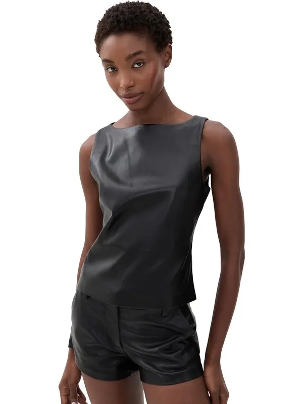 Joe's Jeans The Vegan Leather Boat Neck Tank - Black